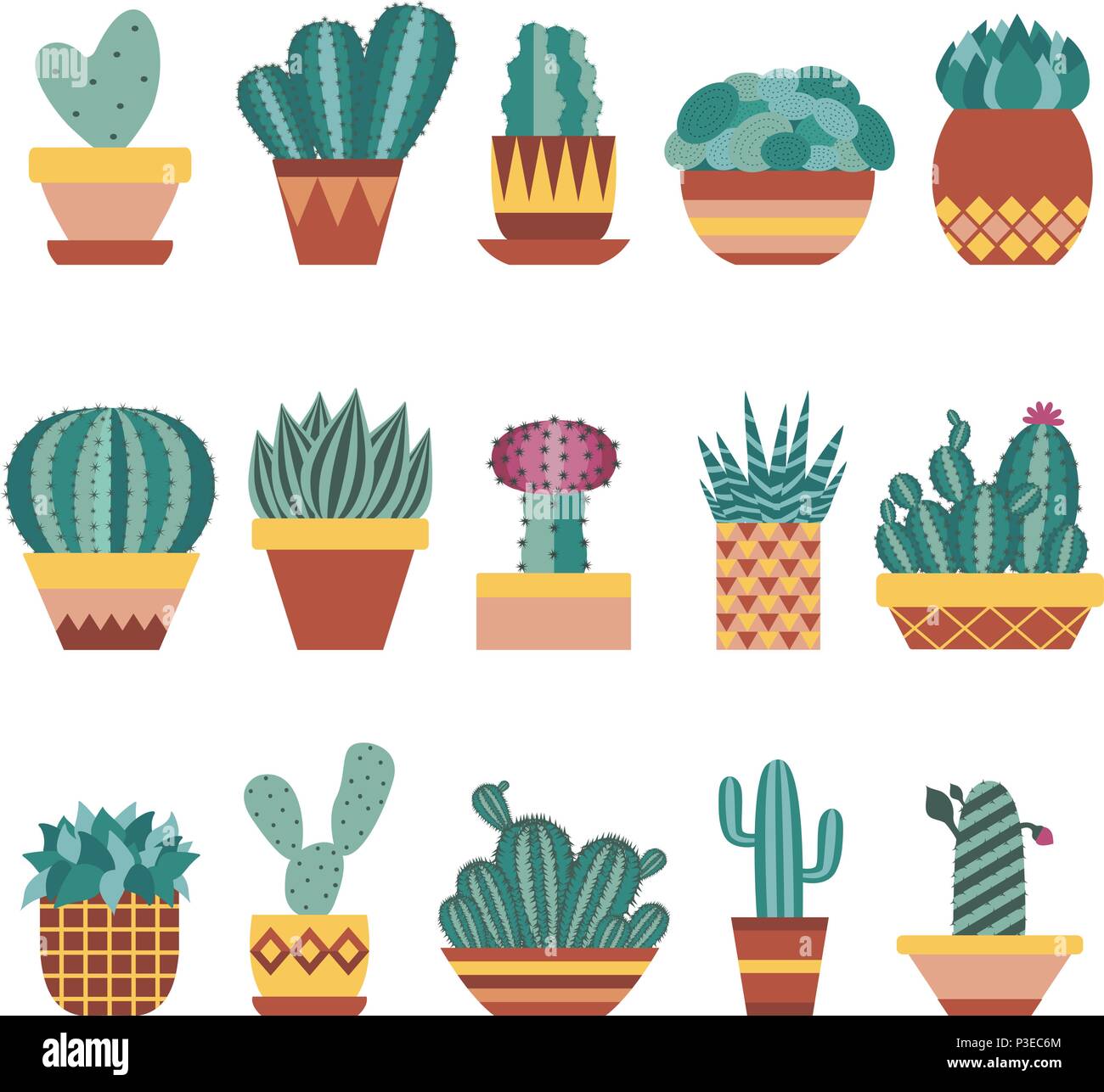 Succulents in white pots Stock Vector Images - Alamy