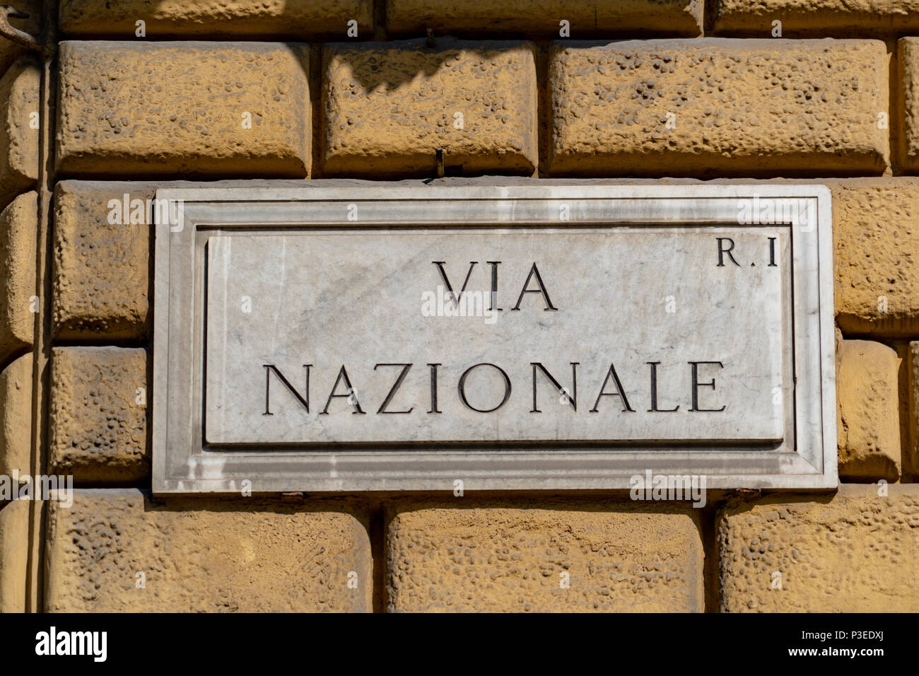 via nazionale rome street sign detail Stock Photo - Alamy