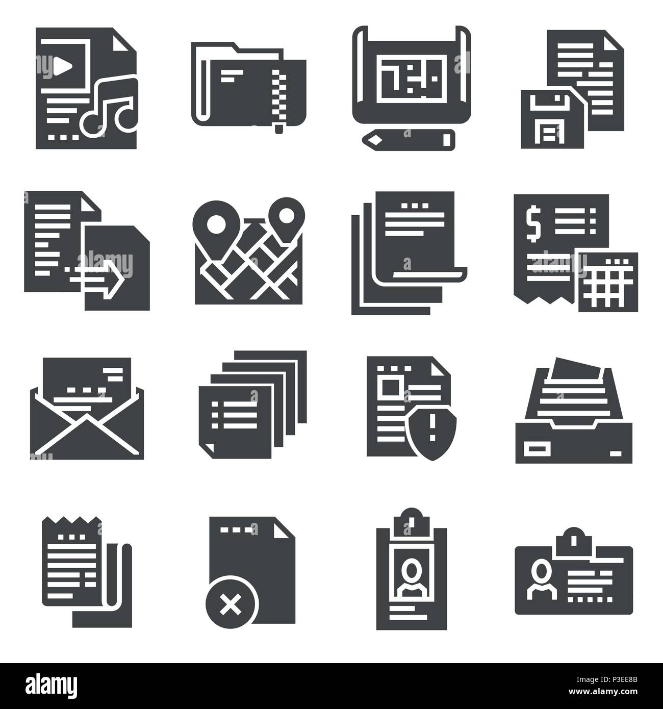 Vector document vector icons set on white background Stock Vector Image ...