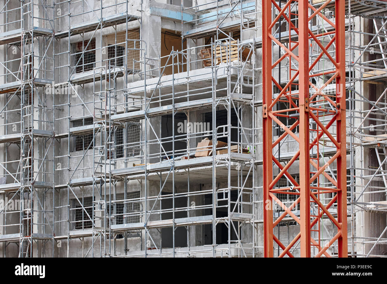 Building facade under construction. Concrete structure. Architecture ...