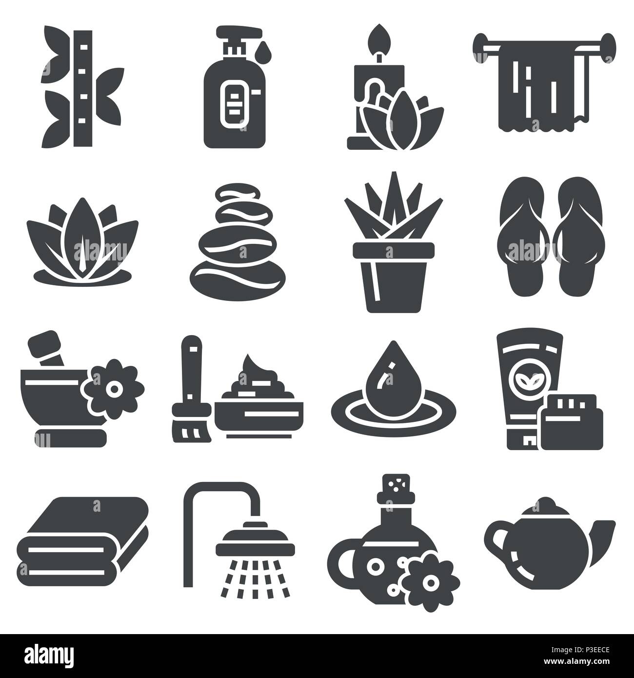 Spa Massage Therapy Cosmetics Icons Vector Illustration Stock Vector