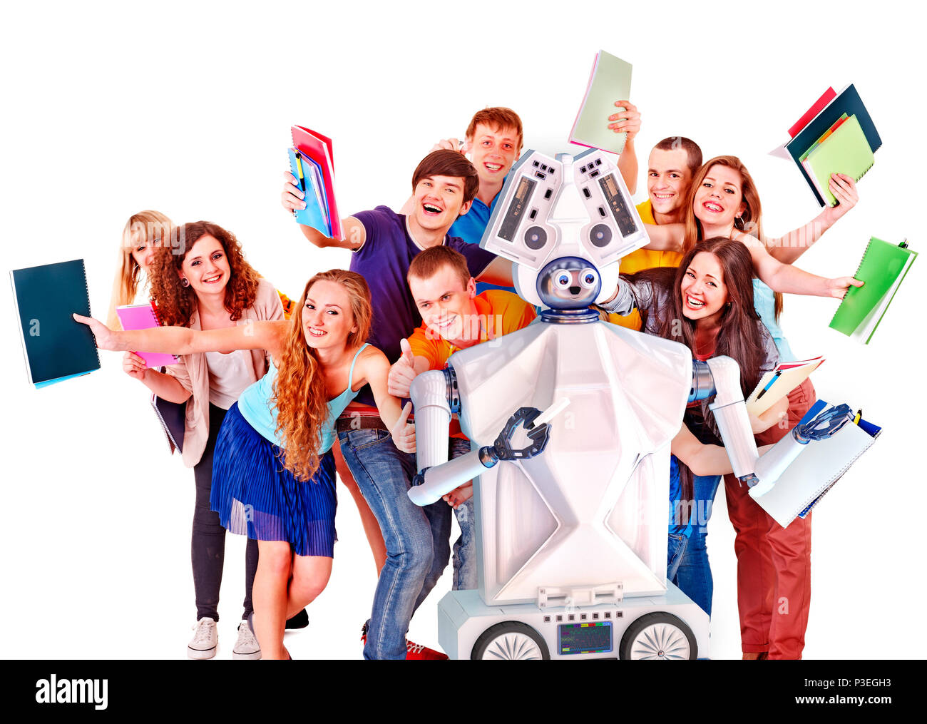 Teacher ai robot helps students group . Interactive online by ...