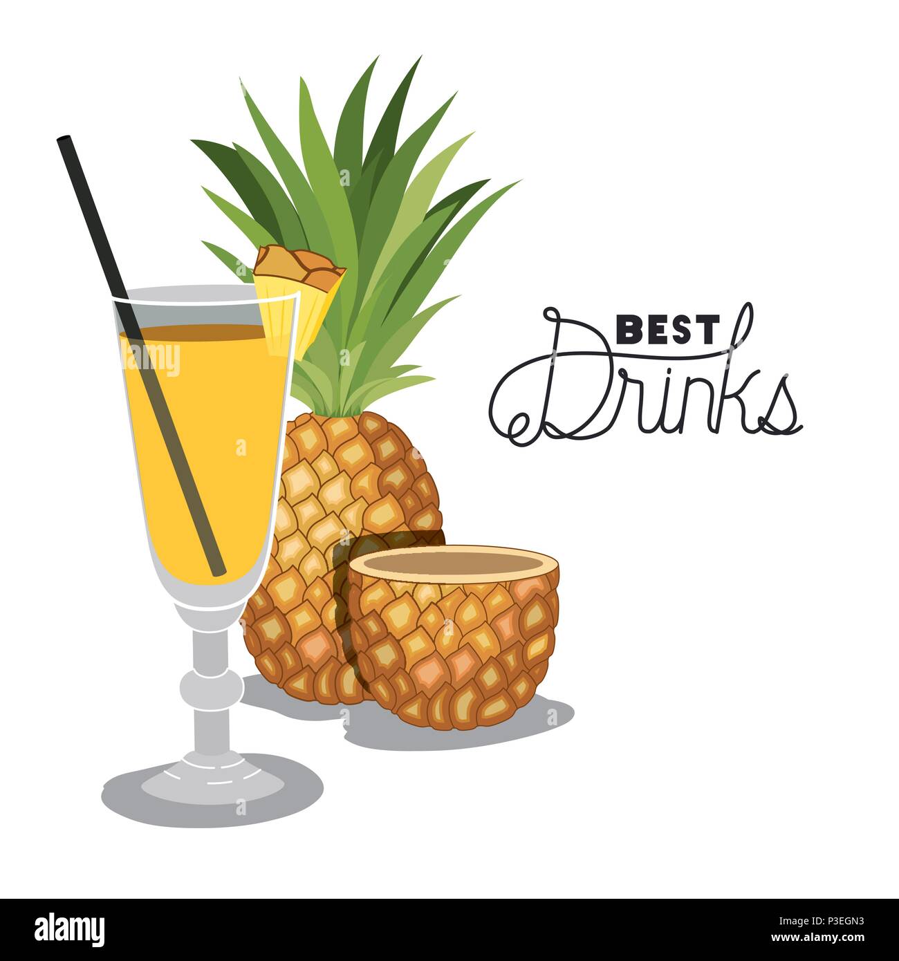 fresh pineapple fruit tropical cocktail Stock Vector Image & Art - Alamy