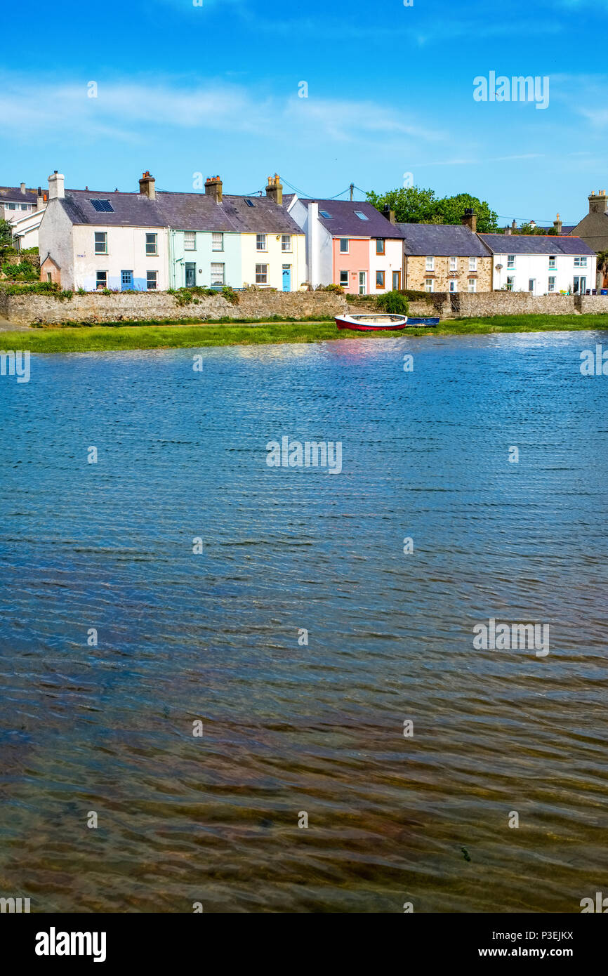 The village of Aberffraw on the Afon Ffraw located on the west coast of ...