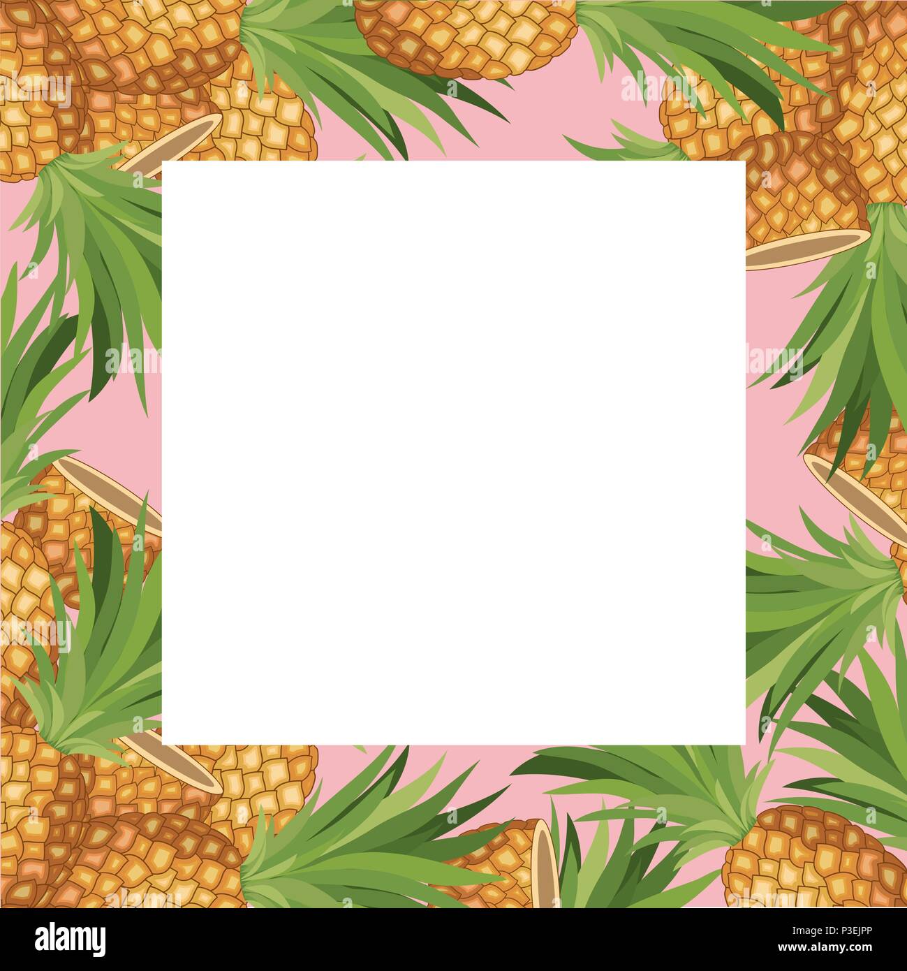 fresh pineapple fruit tropical frame Stock Vector Image & Art - Alamy