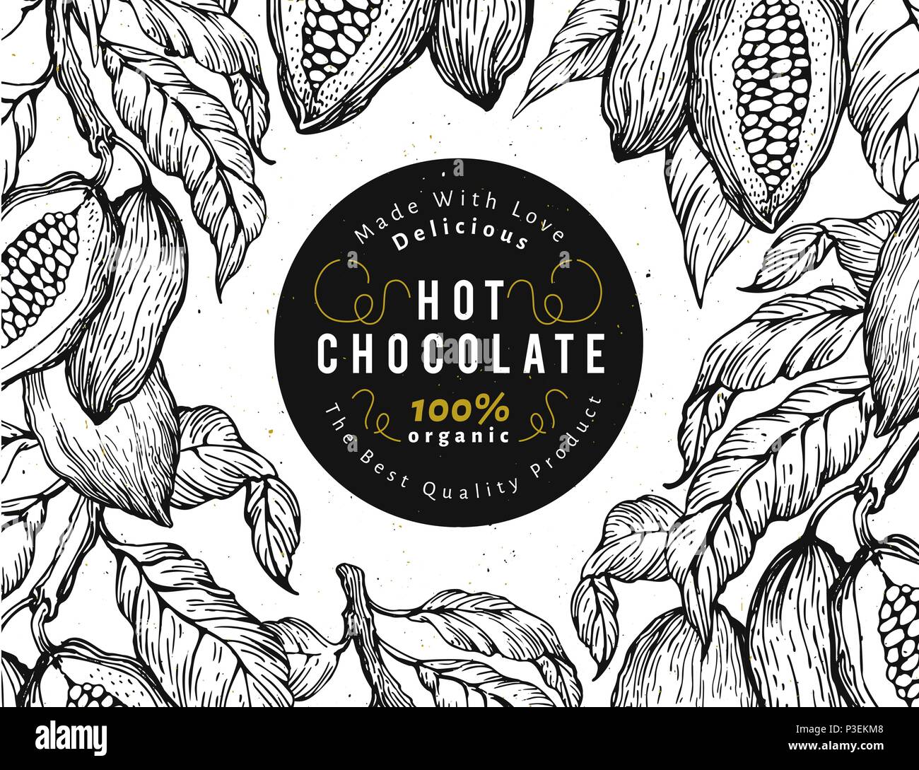 Cocoa bean tree banner template. Chocolate cocoa beans frame. Vector ...