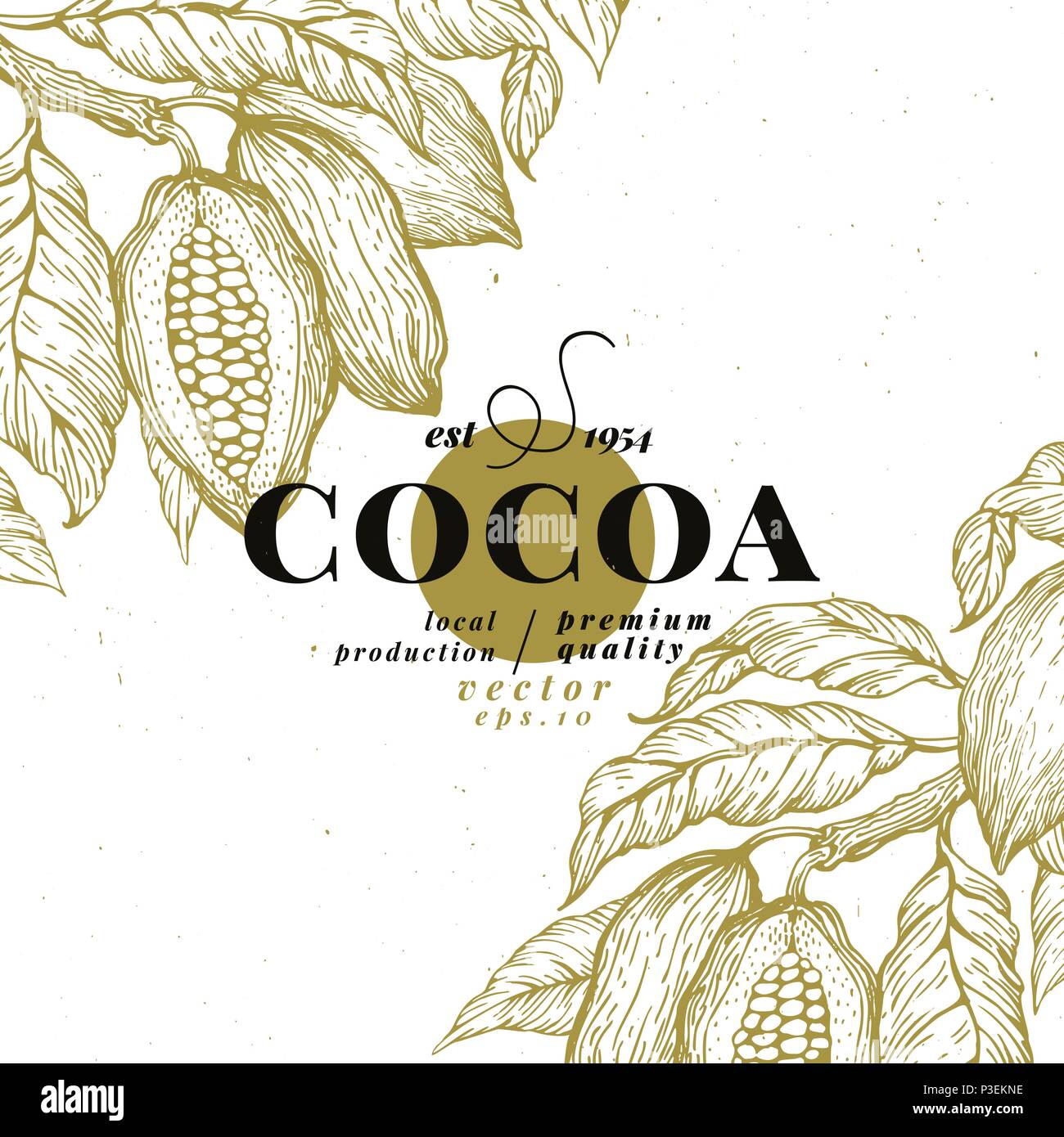 Cocoa bean tree design template. Chocolate cocoa beans logo. Vector ...