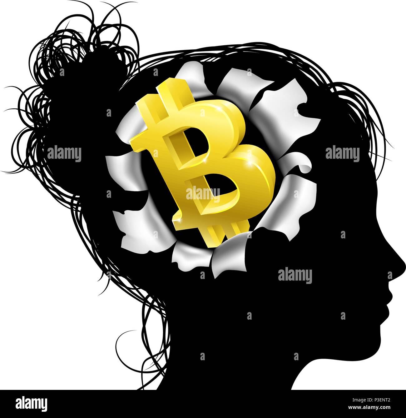 Woman gold coin bitcoin Stock Vector Images - Alamy