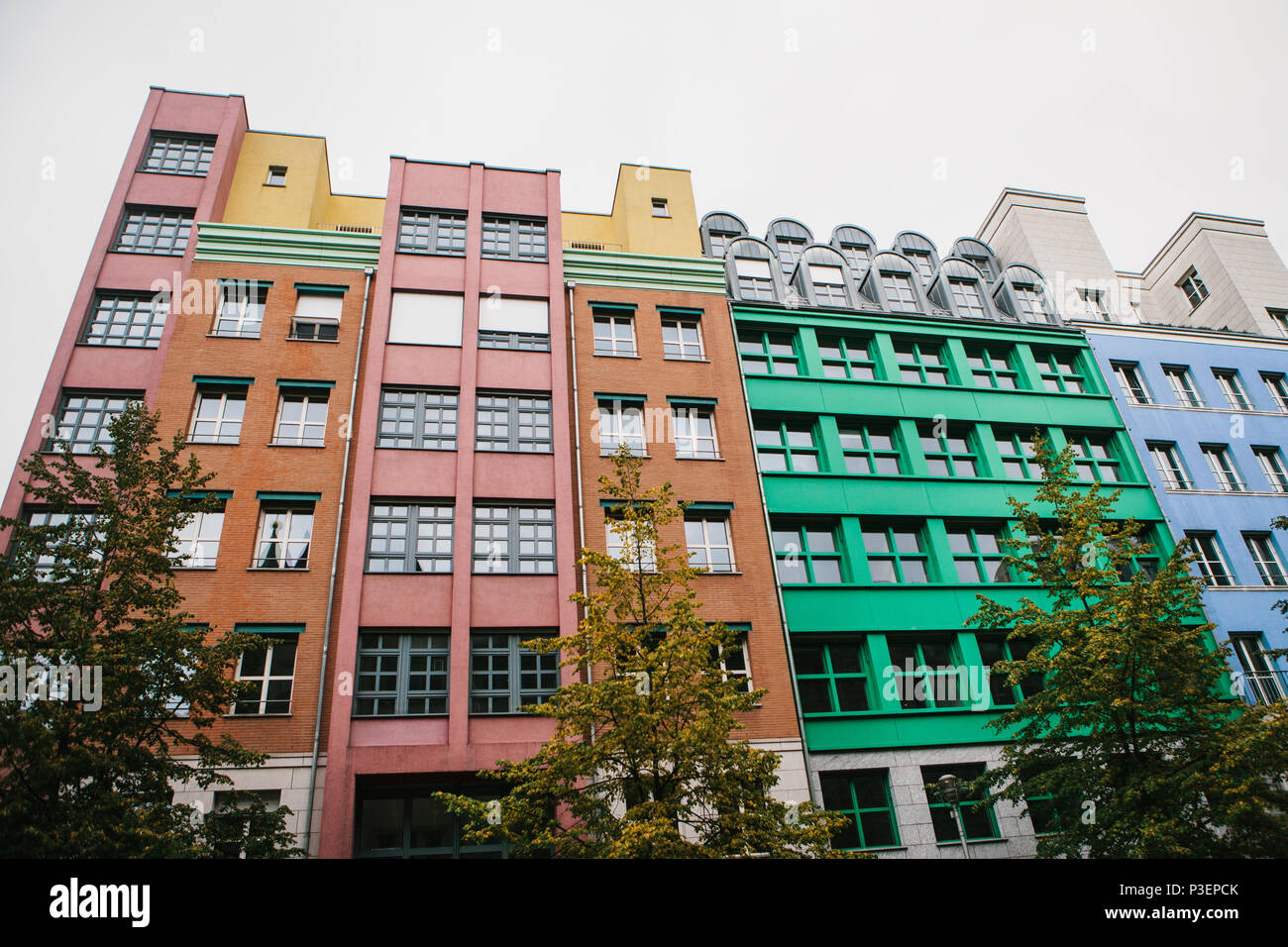 Berlin, October 1, 2017: Unusual colored modern residential building ...