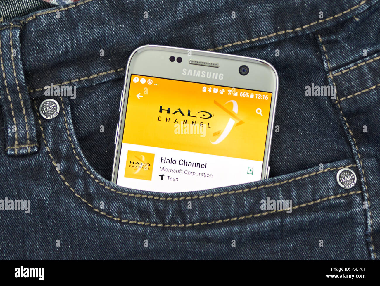 MONTREAL, CANADA - OCTOBER 10 2017 Microsoft android application Halo ...