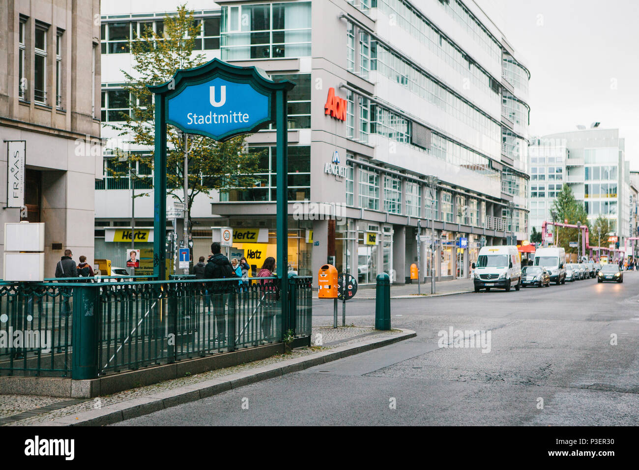Berlin, Germany 15 February 2018: Sign of the entrance to the subway ...
