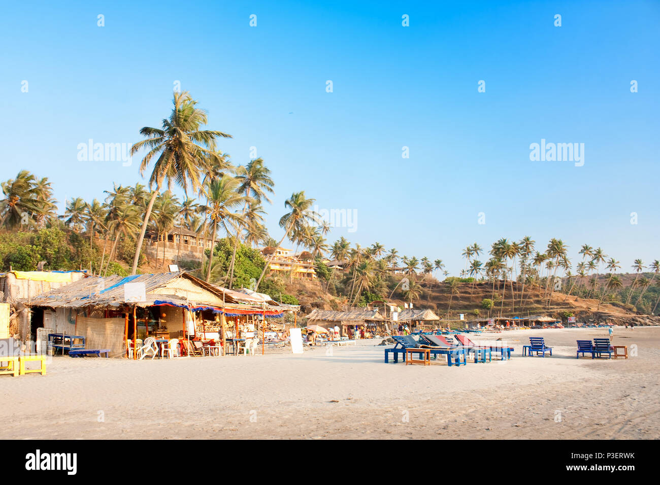 Panoramic view of beautiful tropical Vagator beach, Goa, India Stock ...