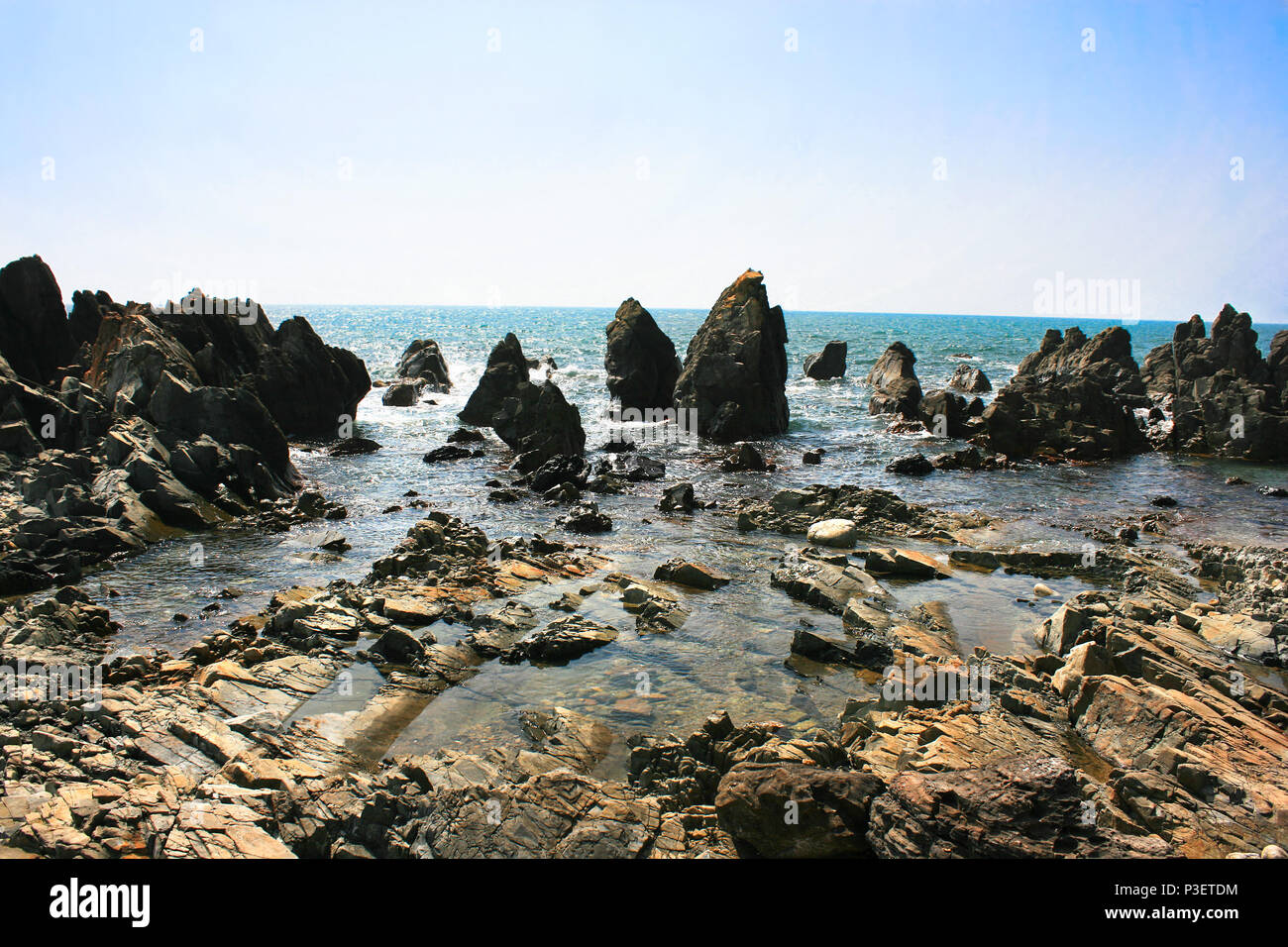 Tropical rocky beach in Arambol, Harmal, Goa, India Stock Photo - Alamy