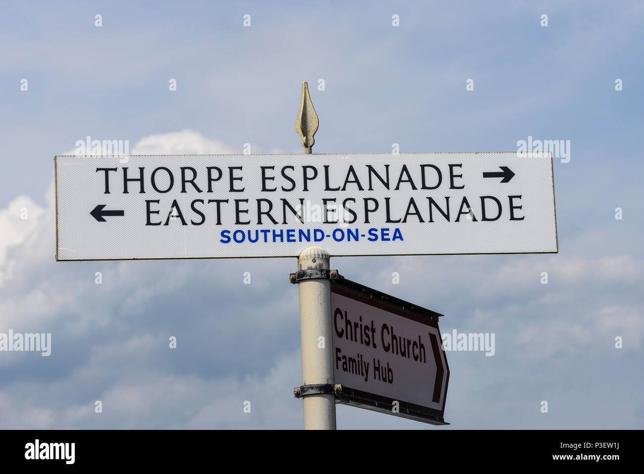 Thorpe Esplanade, Eastern Esplanade street road sign signpost, Southend ...