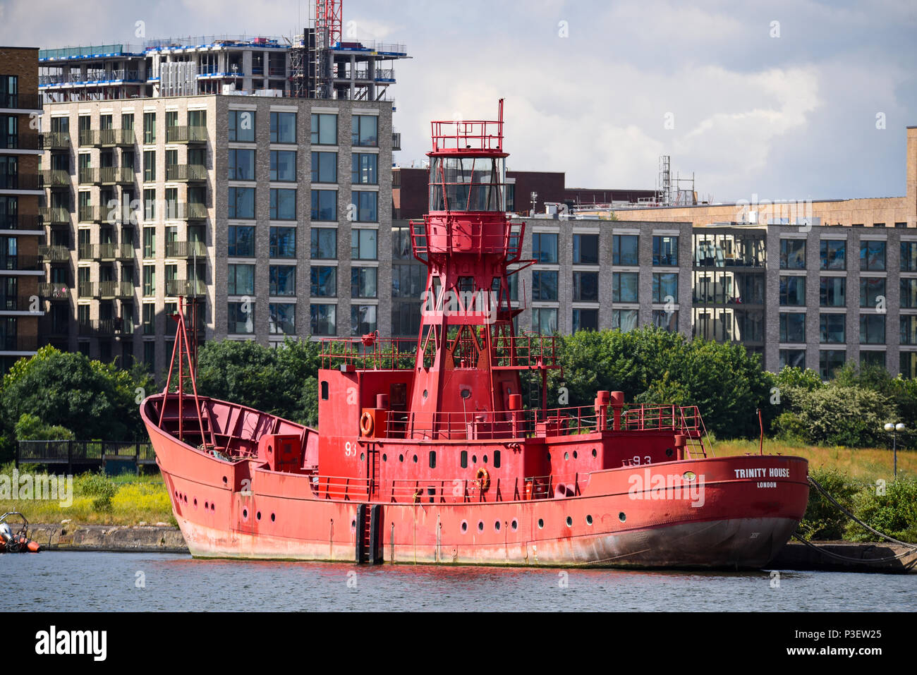 London Light Vessel 93 Trinity House lightship preserved moored up in ...