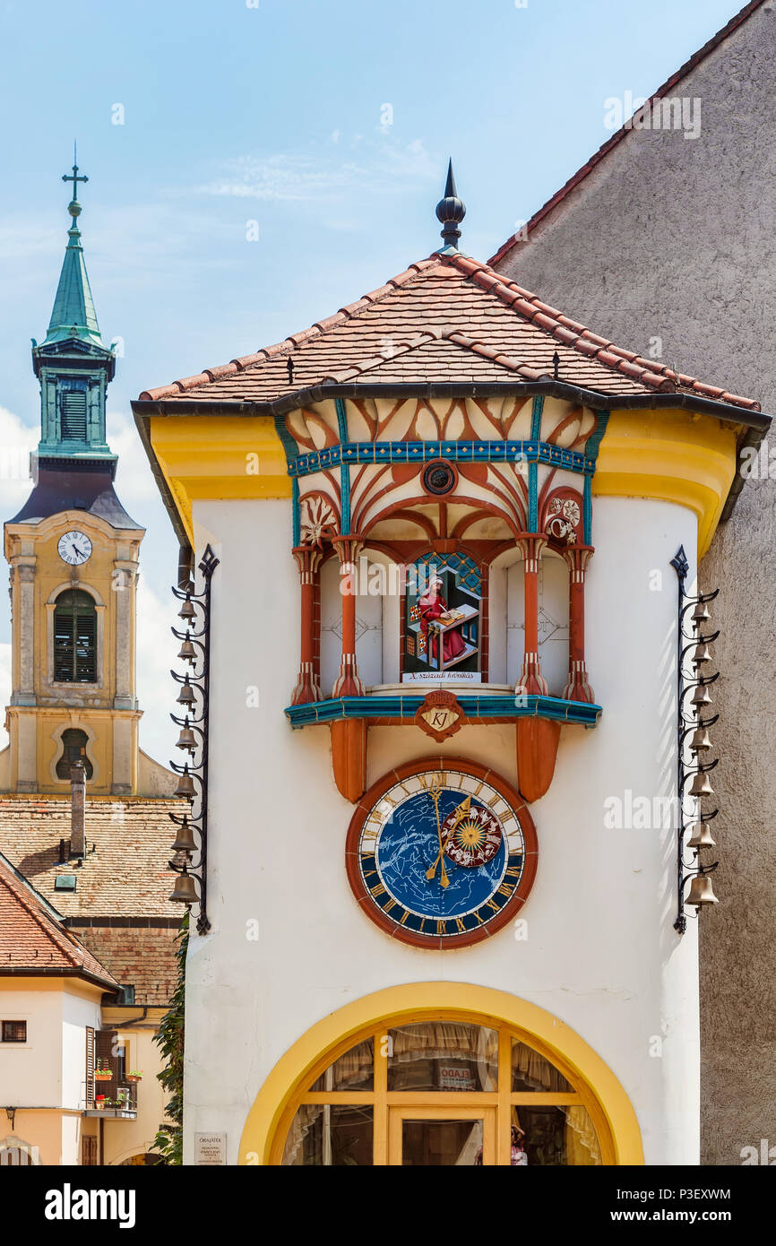 Facade of Clock tower and Clockworks Museum in Székesfehérvár,Hungary ...