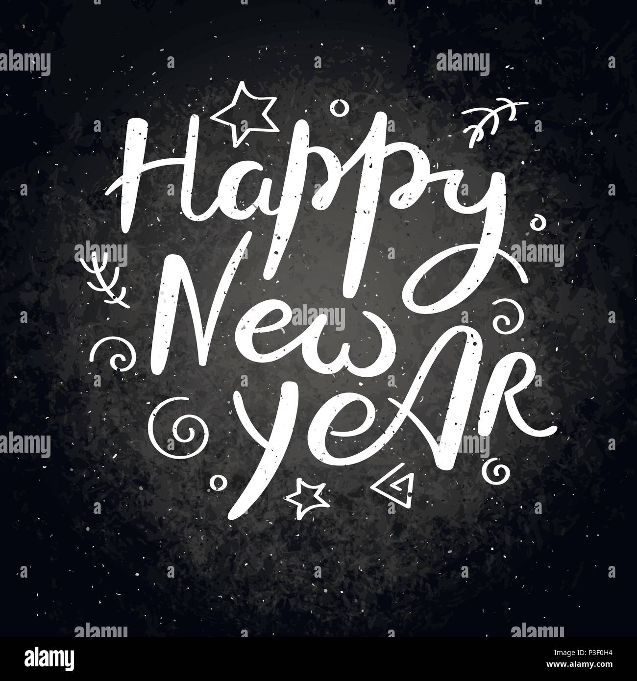 Happy new year. Hand drawn vector lettering phrase. Modern motivating ...
