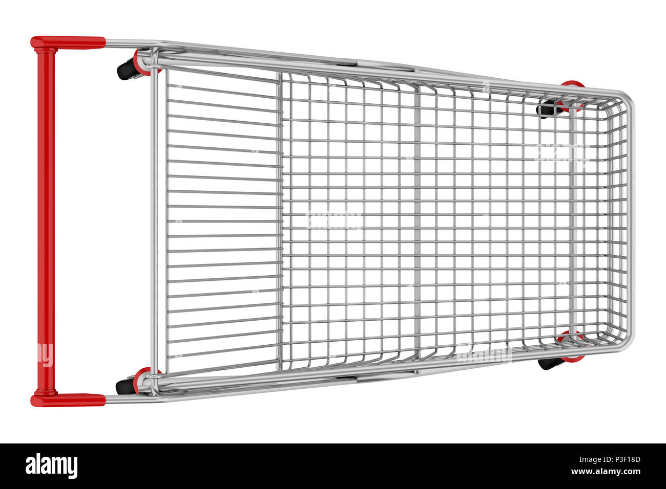 top view of empty shopping cart isolated on white background. 3d ...