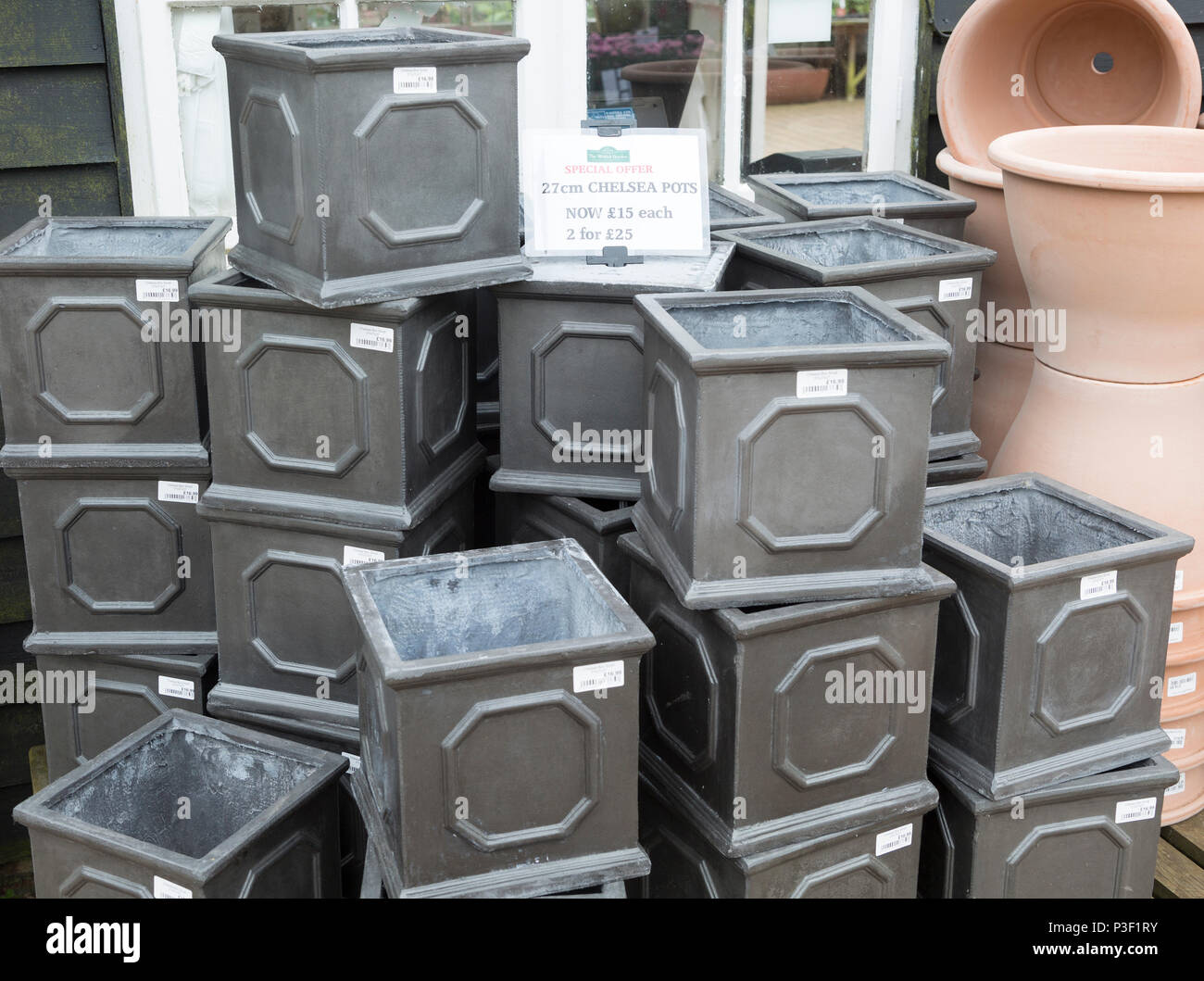 Display of Chelsea pots on sale, The Walled garden plant nursery ...