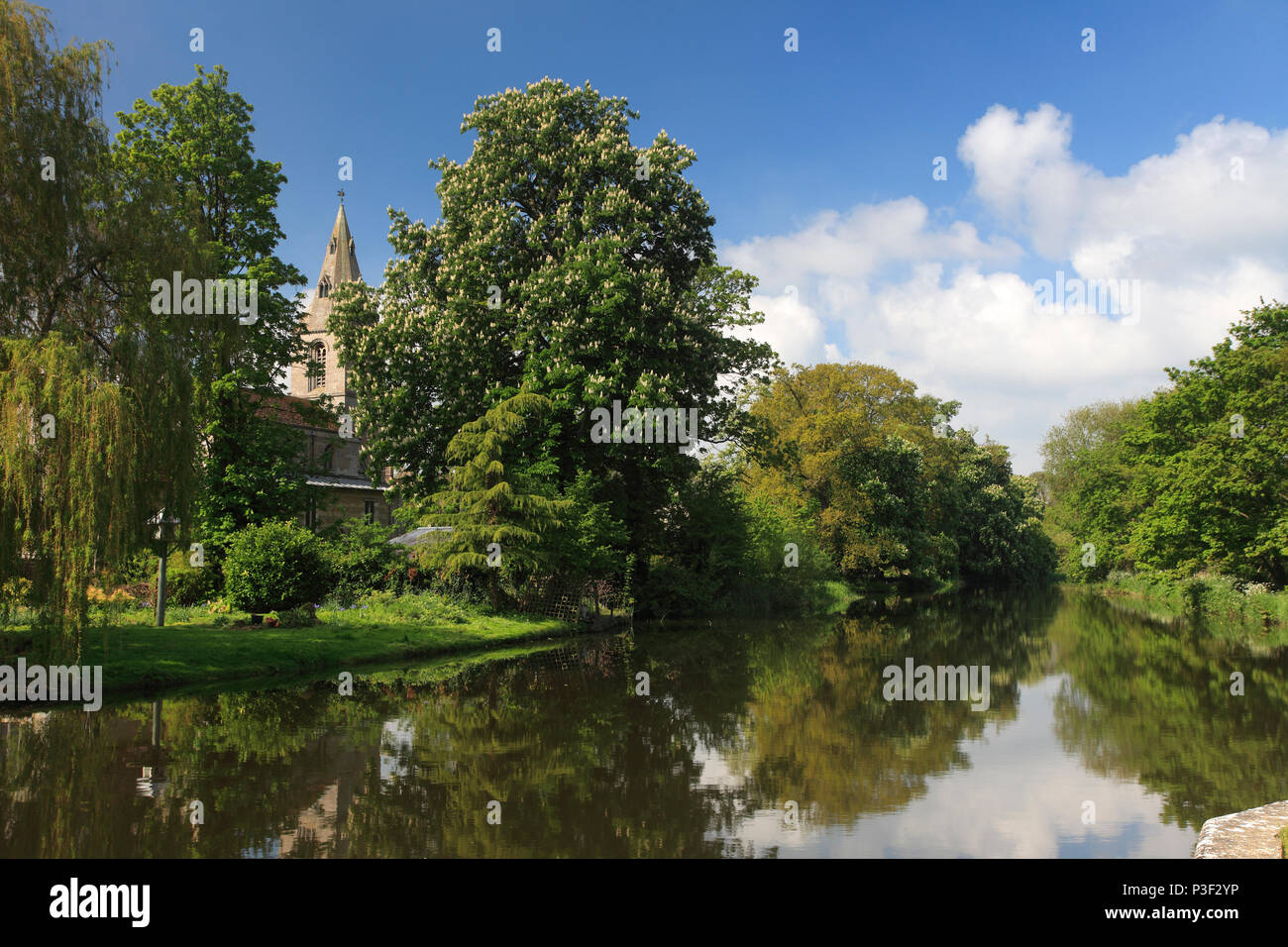Church of St. Remigus, Water Newton village, river Nene, Cambridgeshire ...