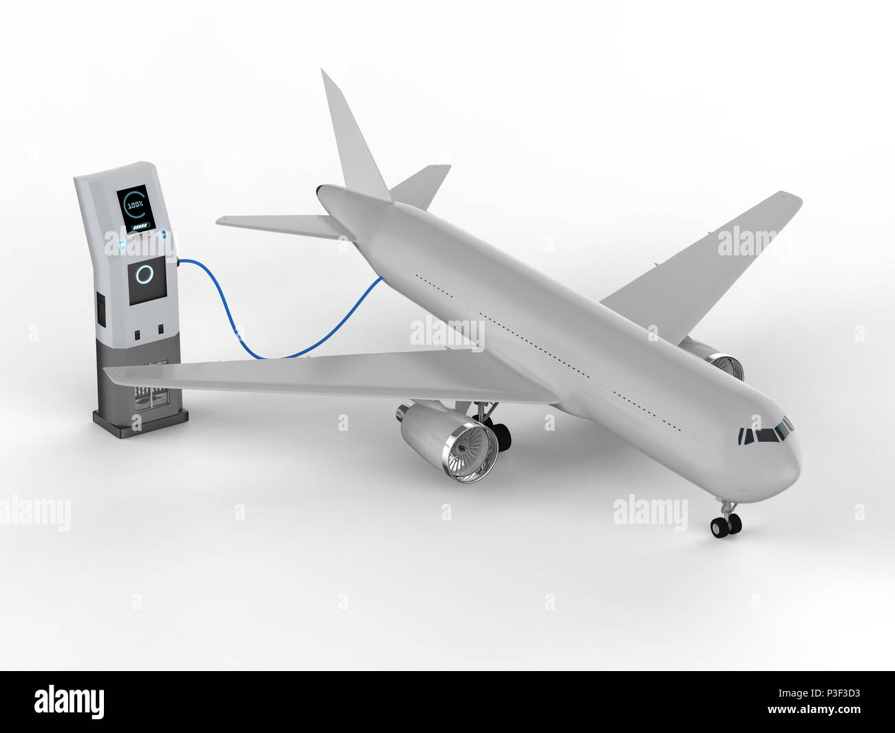 3d rendering airplane charges with electric charging station Stock ...