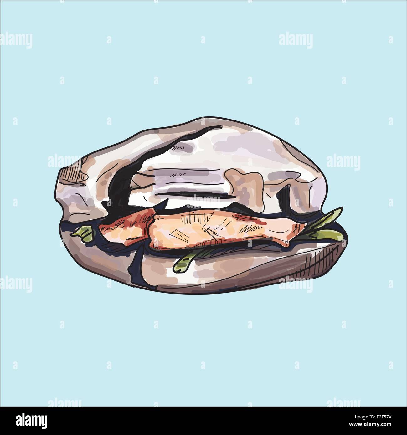 Vector drawing of burger on pastel background Stock Vector Image & Art ...