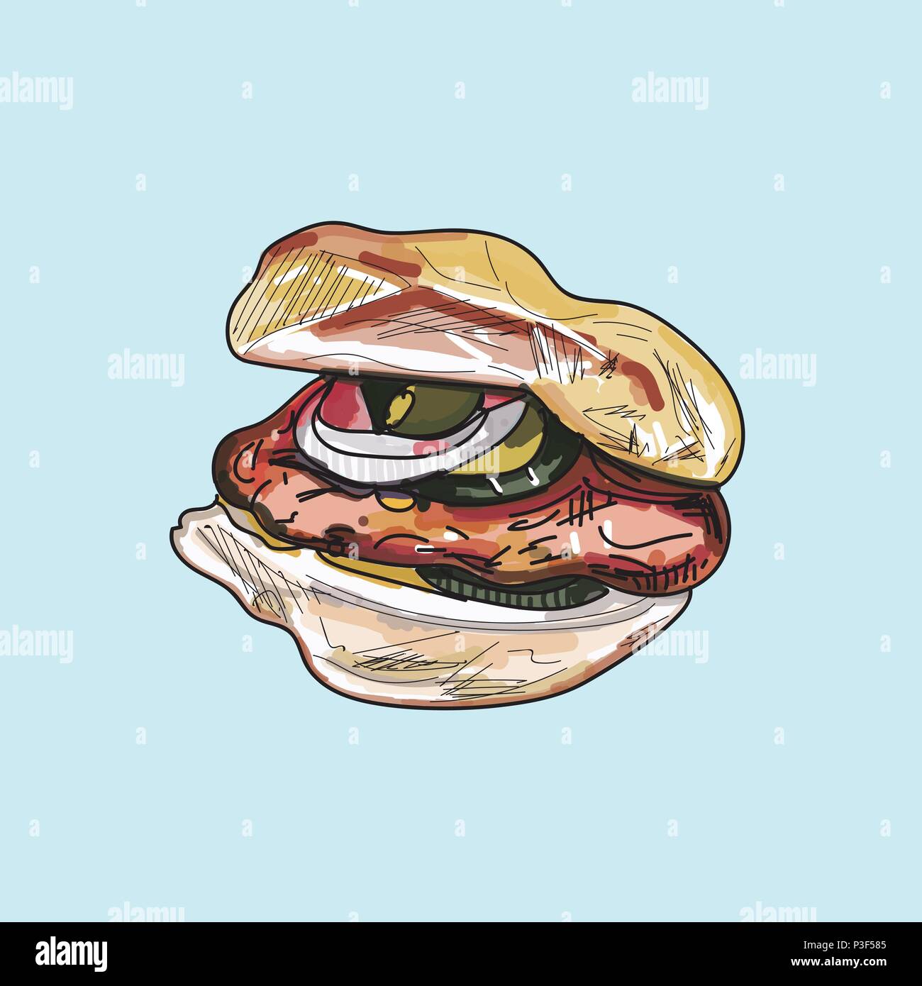 Vector drawing of burger on pastel background Stock Vector Image & Art ...