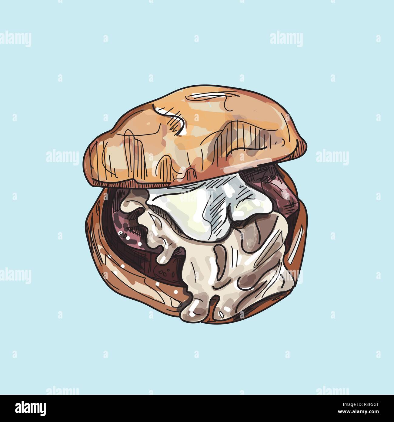 Vector drawing of burger on pastel background Stock Vector Image & Art ...