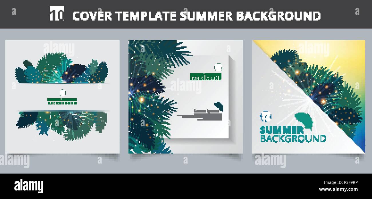 Template brochure cover summer tropical with exotic palm leaves or ...