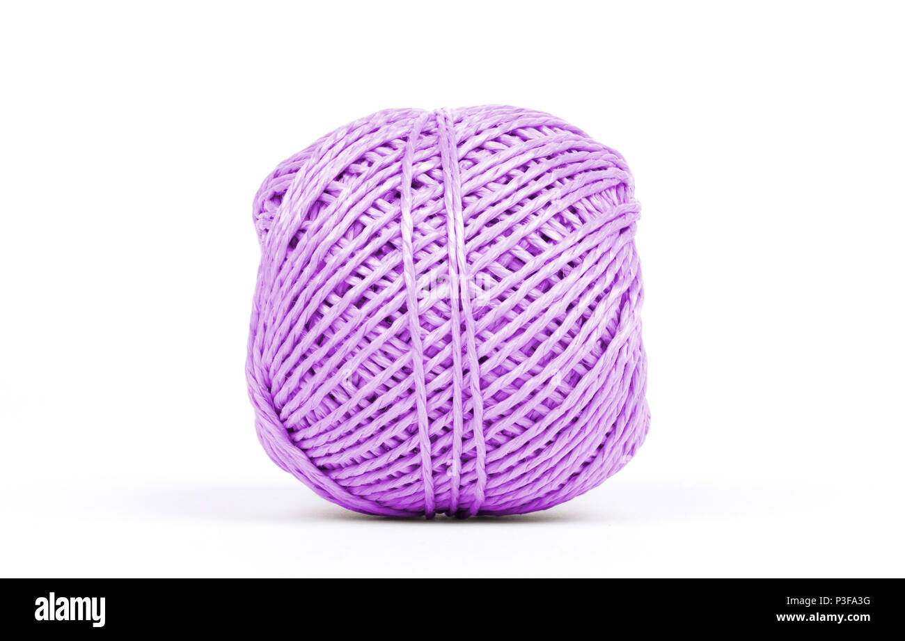 Small ball of rope isolated on a white background - Purple Stock Photo ...