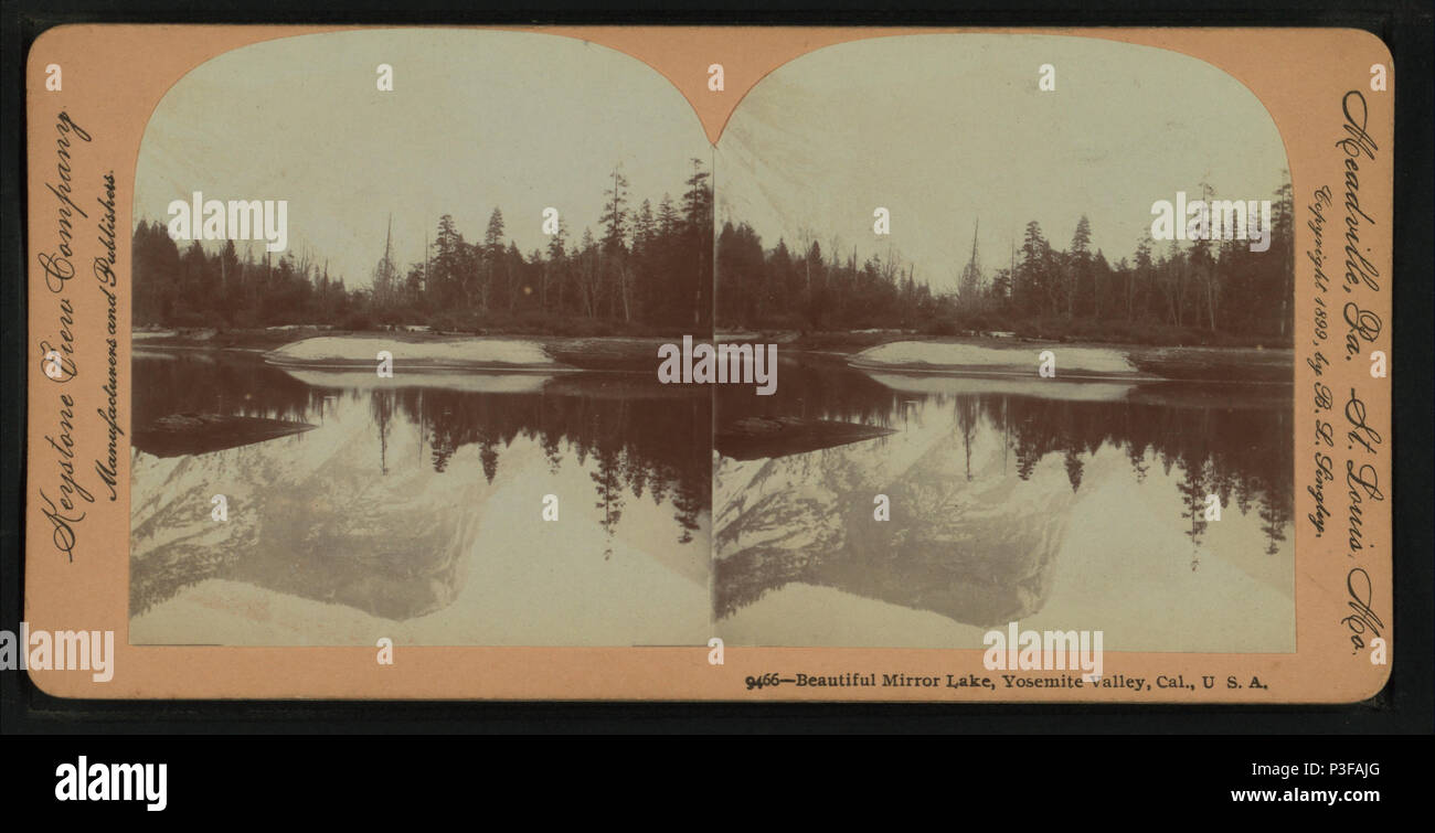 32 Beautiful Mirror Lake, Yosemite Valley, Cal. U.S.A, by Singley, B. L ...