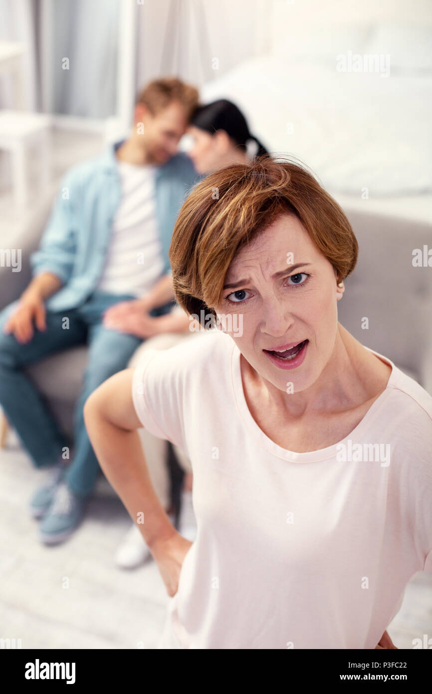 Depressed angry woman feeling sad Stock Photo - Alamy