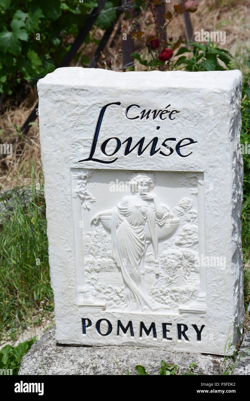 landmark in a vineyard, Cuvée Louise of Pommery champagne house ...