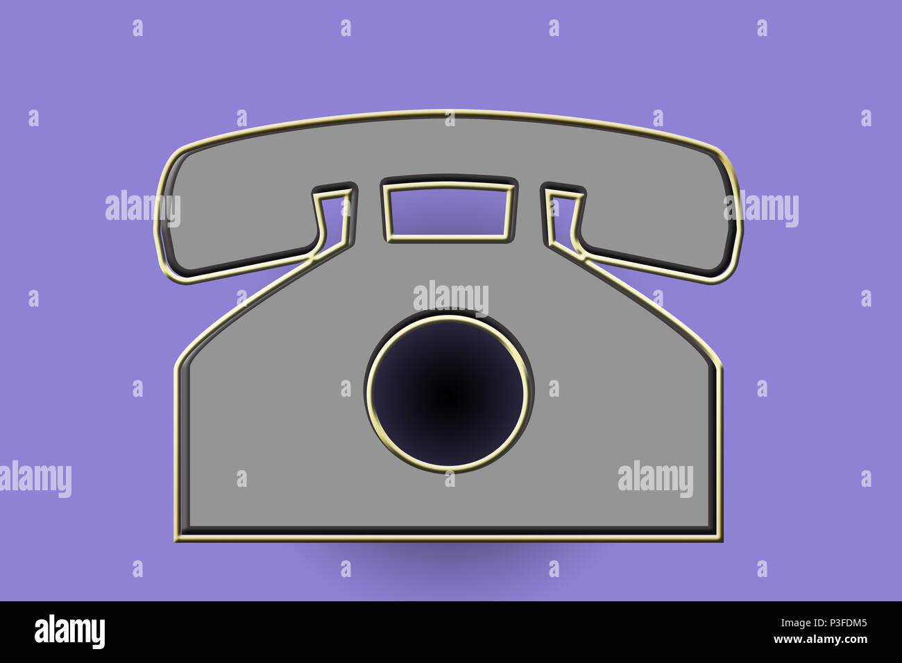A old telephone shape or Landline telephone on a plain gradient Stock ...