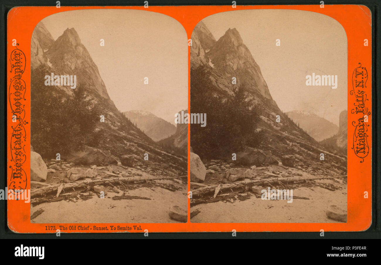 316 The Old Chief, sunset, Yo Semite Valley, by Bierstadt, Charles ...