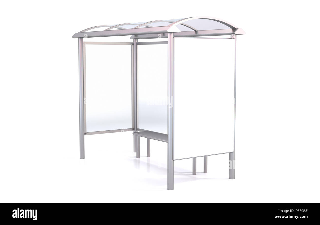Bus Stop 3d rendering isolated on white background Stock Photo - Alamy