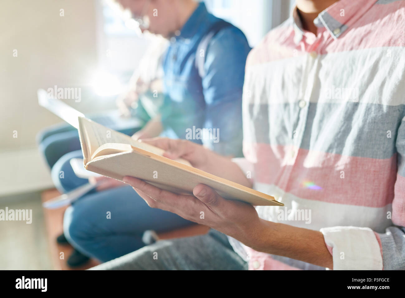 Reading book before exam Stock Photo - Alamy