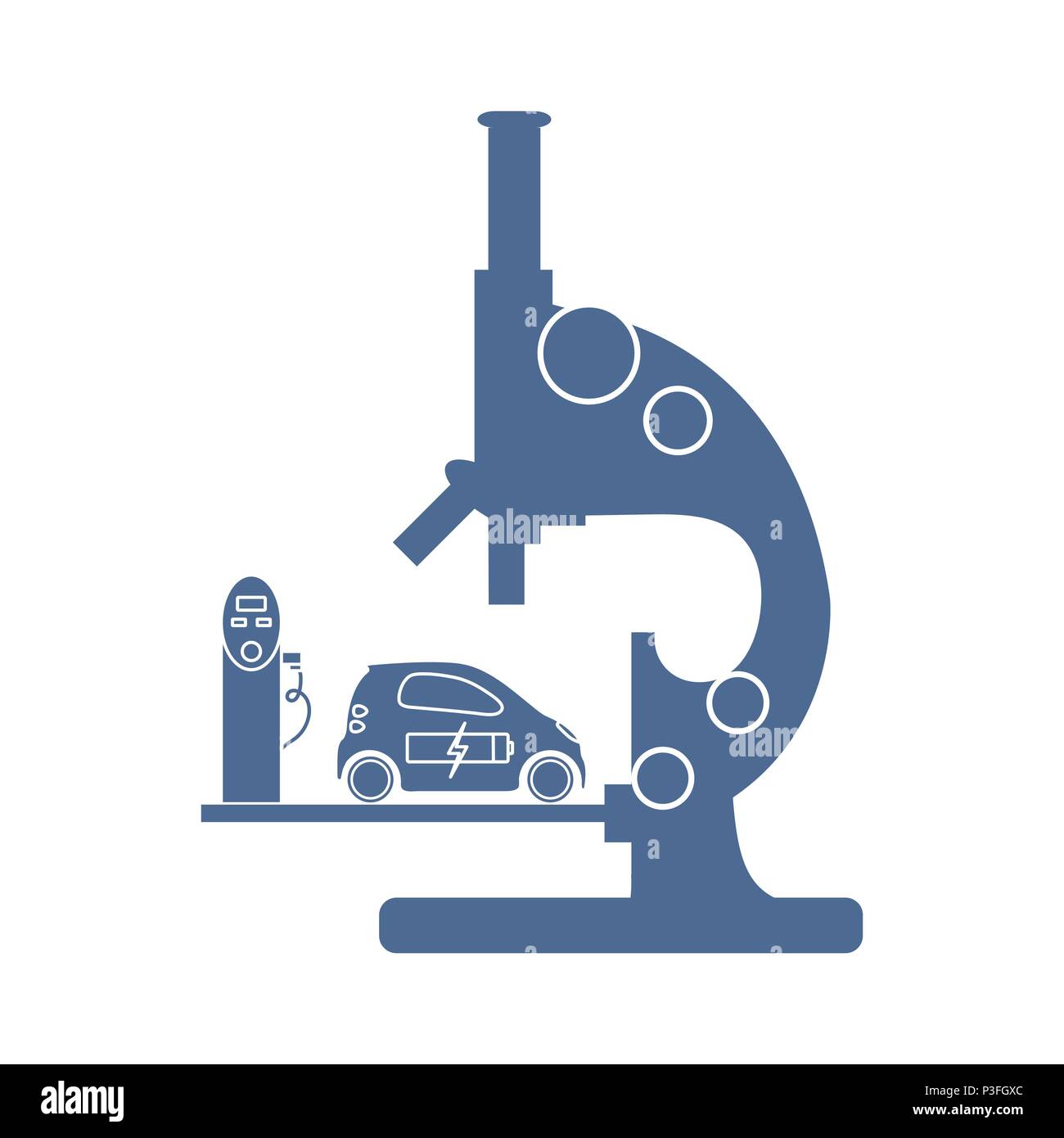 Microscope, electric car, recharge the car battery, charging station ...