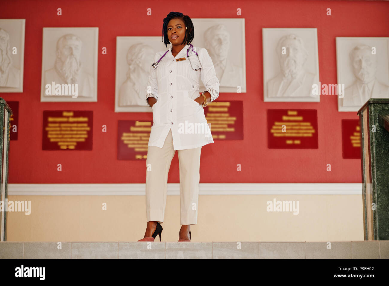 Stylish african american doctor with stethoscope posed indoor Stock ...