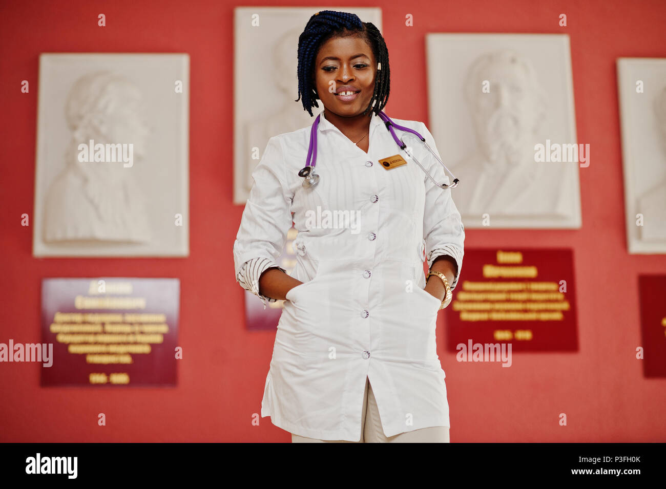 Stylish african american doctor with stethoscope posed indoor Stock ...