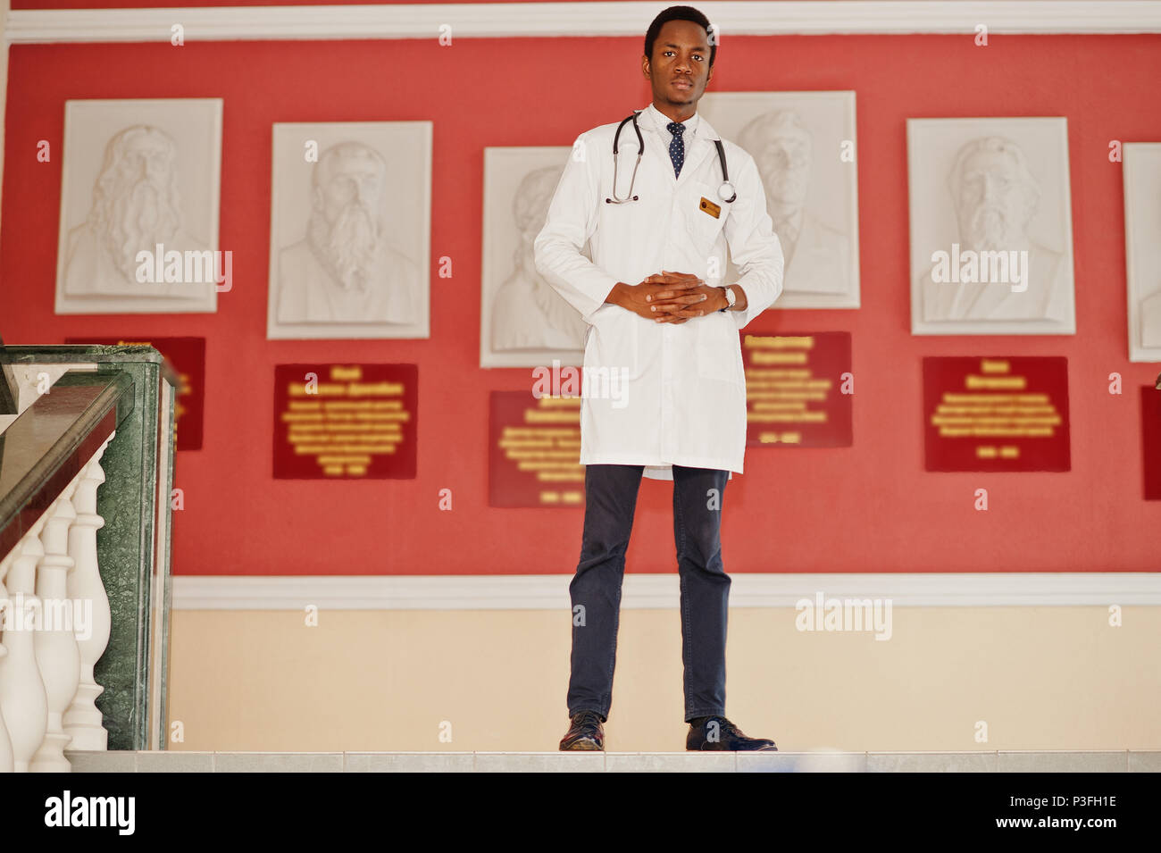 Stylish african american doctor with stethoscope posed indoor Stock ...