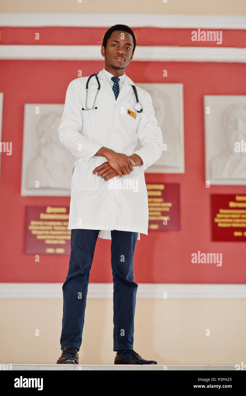 Stylish african american doctor with stethoscope posed indoor Stock ...