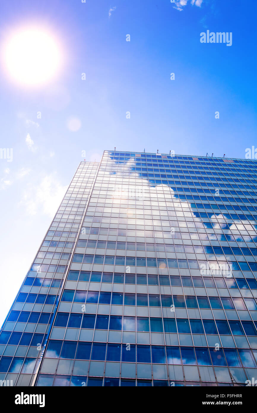 Abstract building. blue glass wall of skyscraper Stock Photo - Alamy