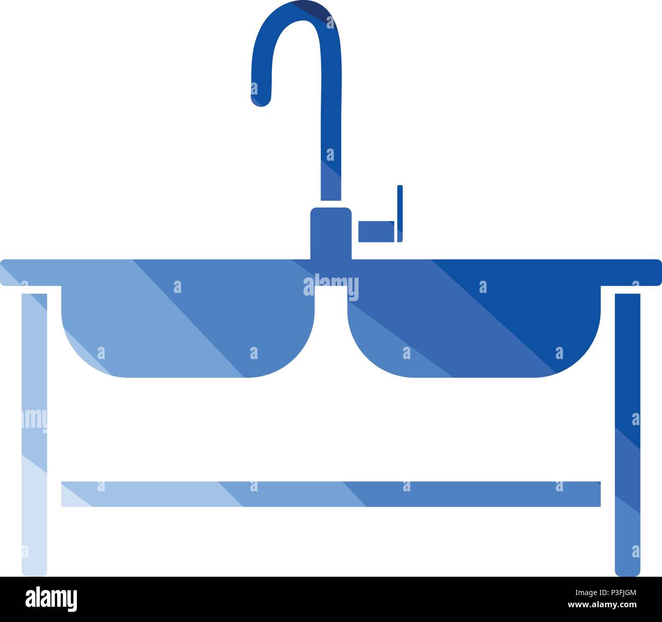 Double sink icon. Flat color design. Vector illustration Stock Vector ...