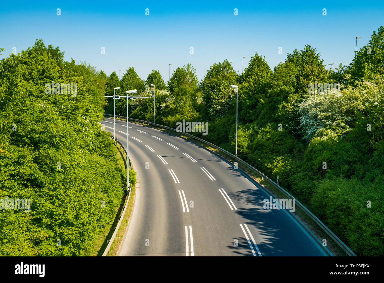 Beautiful road. country road with white lines Stock Photo - Alamy