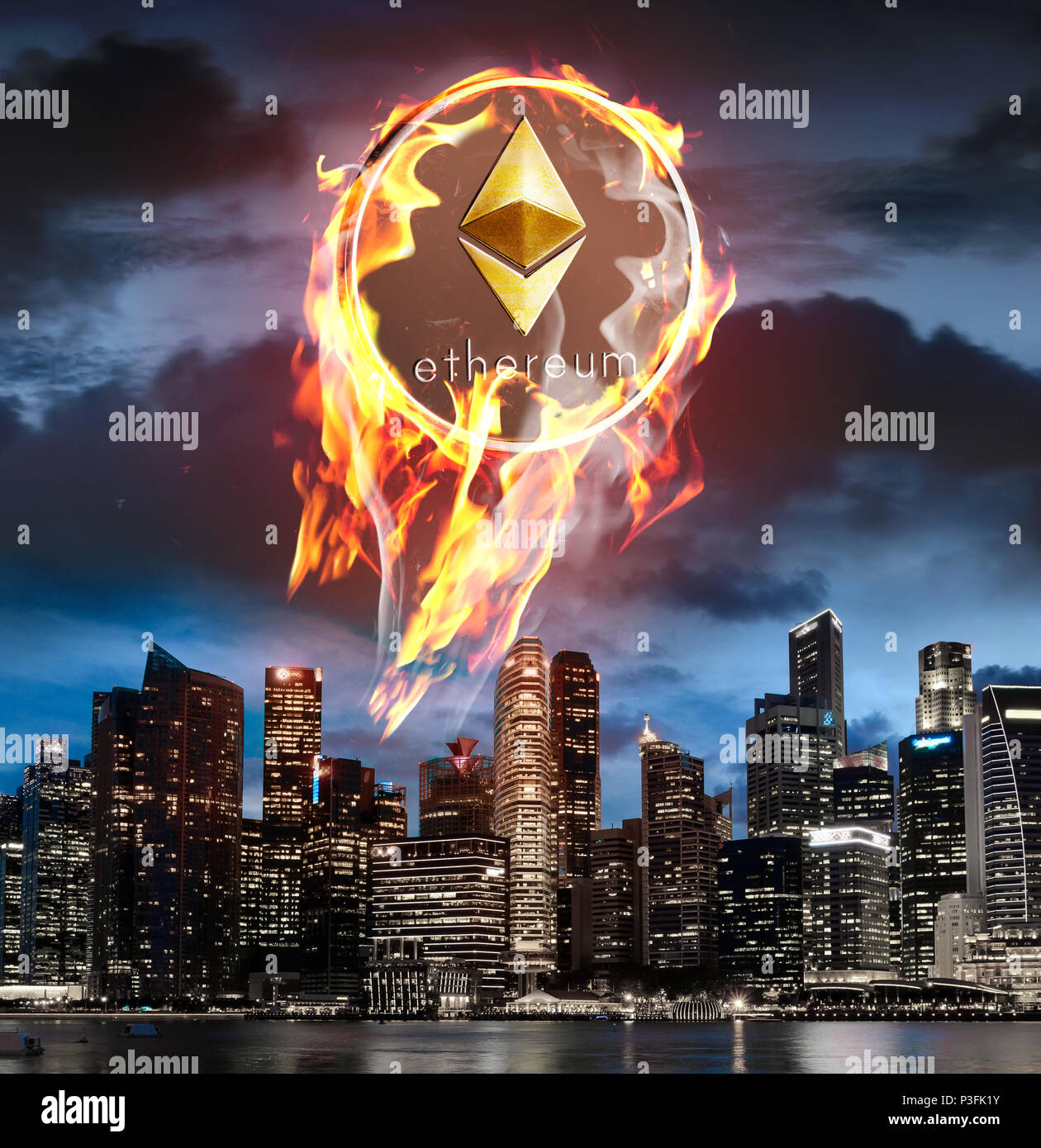 Ethereum on fire Stock Photo - Alamy