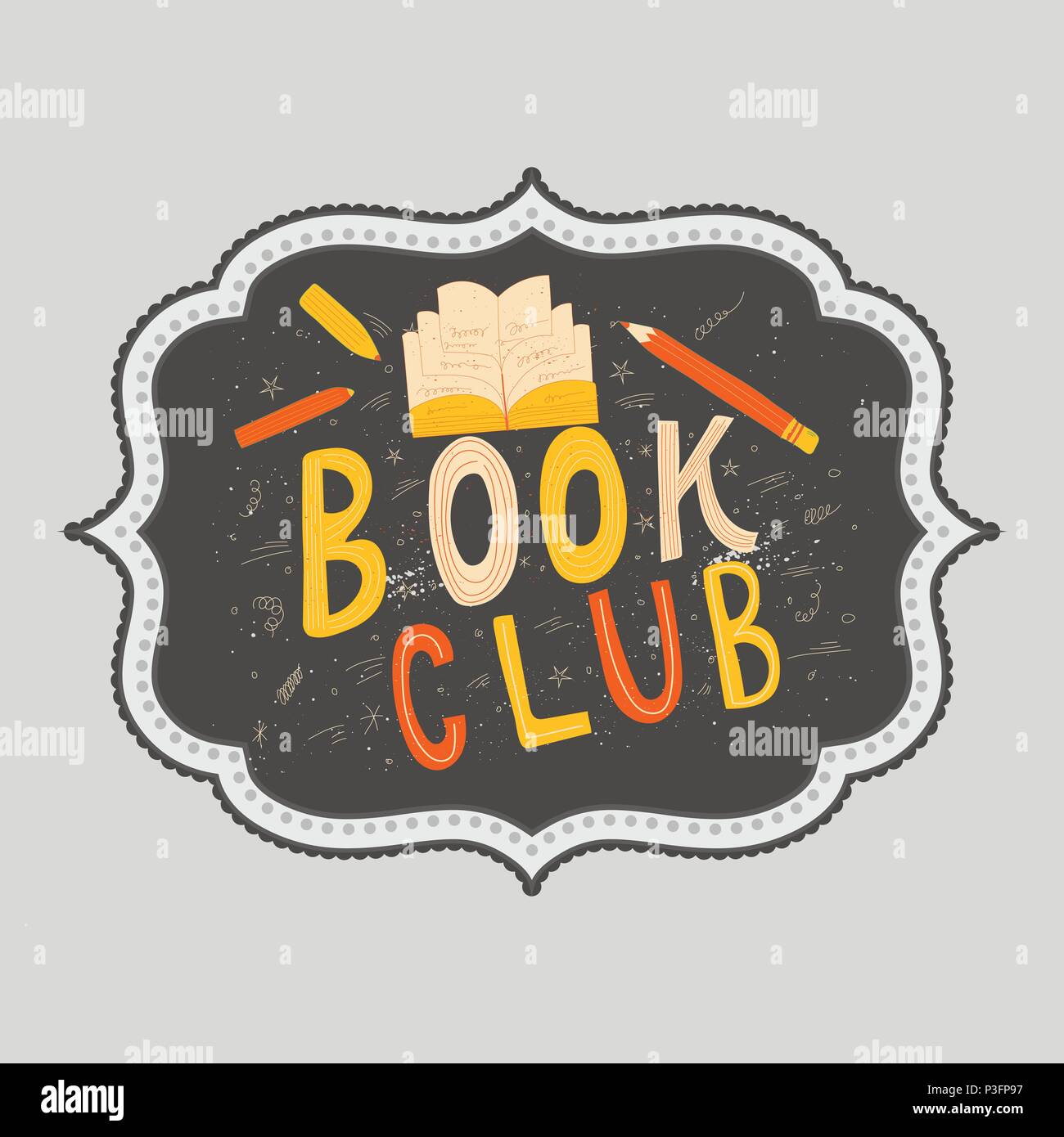 Hand drawn lettering Book club inscription for invitation and greeting ...