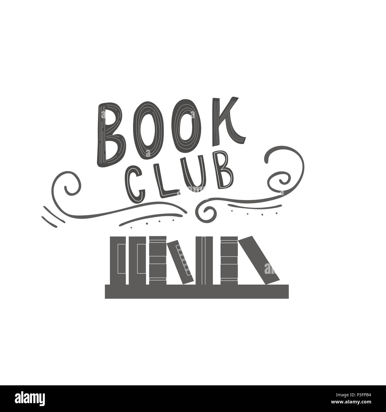 Hand drawn lettering Book club inscription for invitation and greeting ...