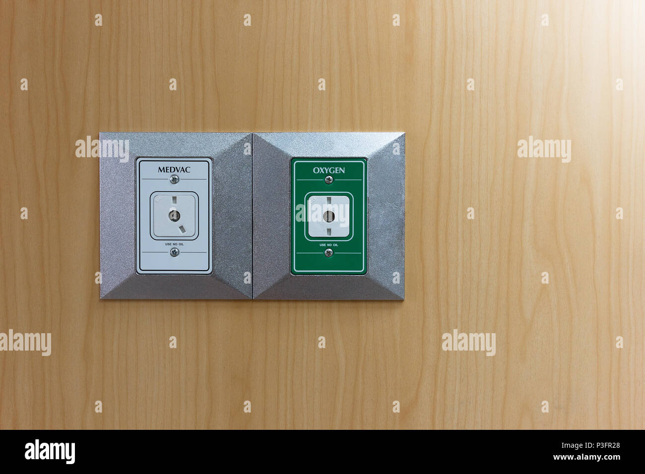 Medical oxygen air and vacuum equipment panel in luxury sick room at ...