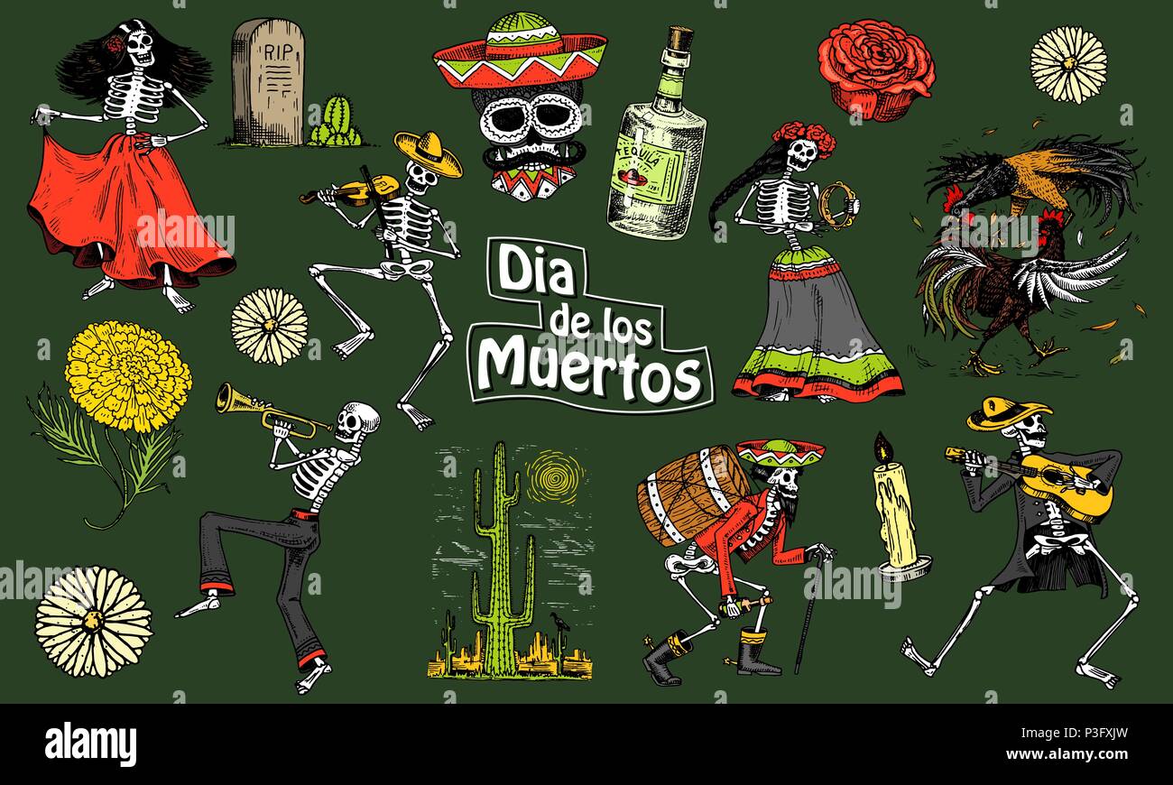 Day of the dead. Mexican national holiday. Original inscription in ...